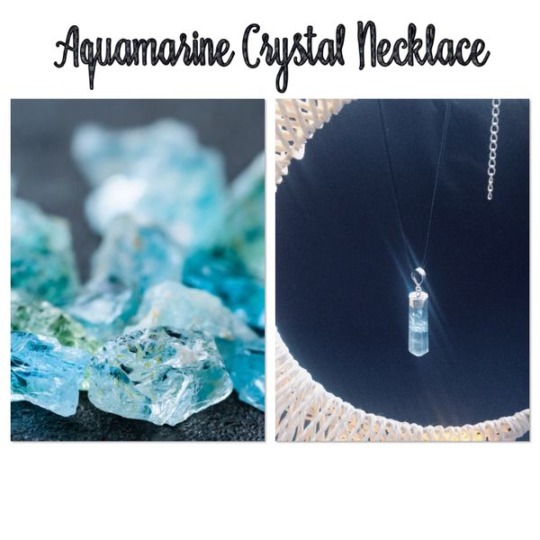 Aquamarine Crystal Pendant Necklace Goddess Glow Botanica